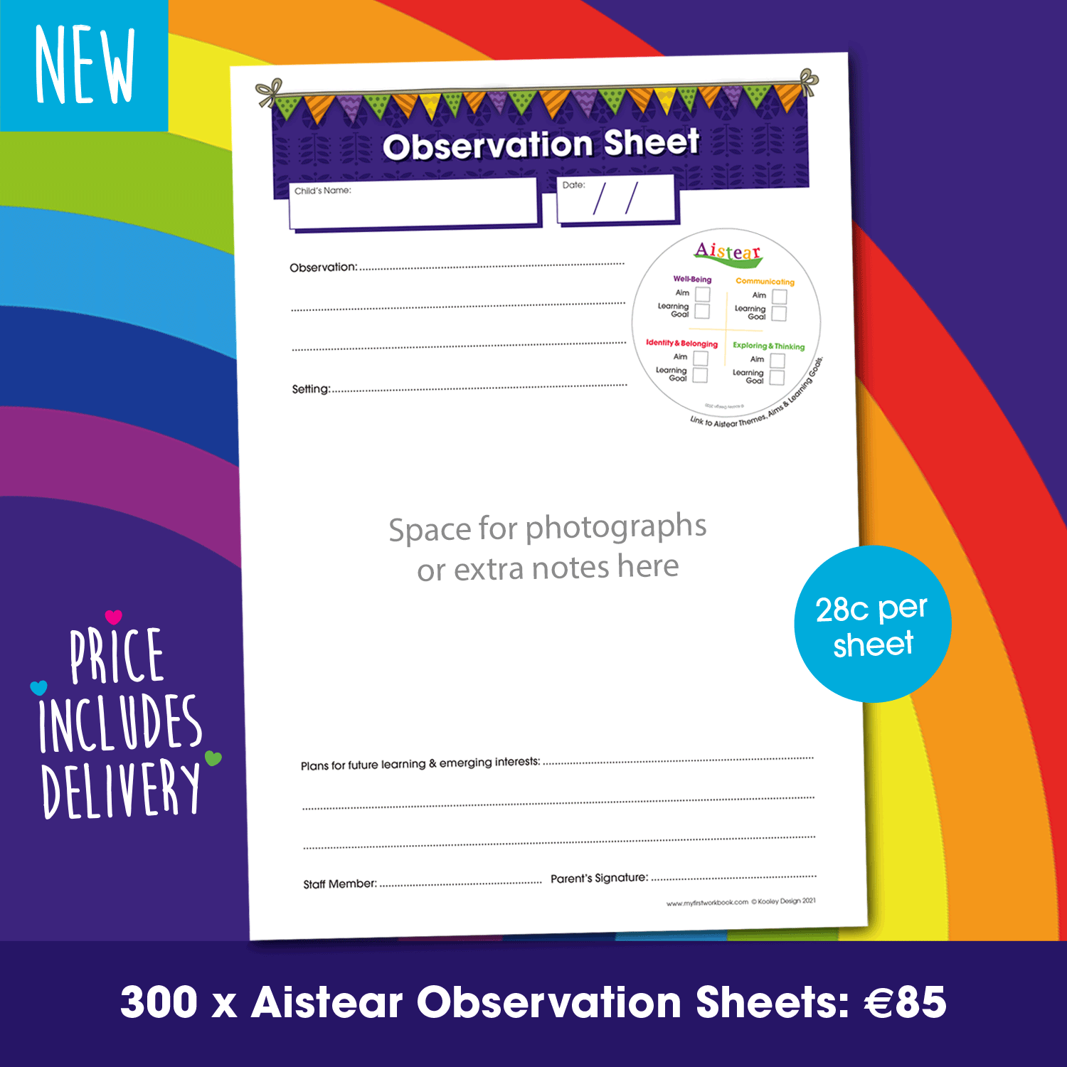 Aistear Observation Sheets (300 x A4 Sheets)